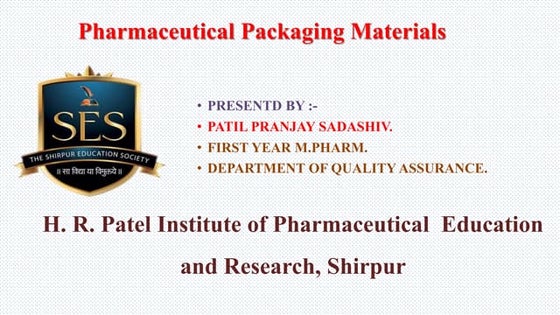 Pharmaceutical Packaging tablet and capsules | PPTX