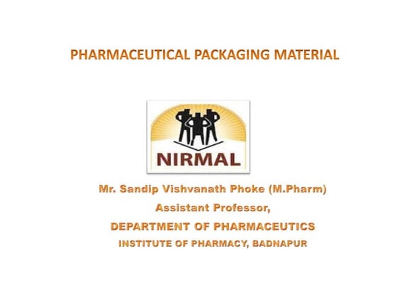 Pharmaceutical Packaging tablet and capsules | PPTX