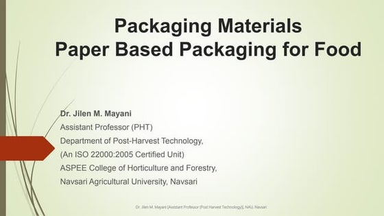 Presentation on eco friendly packaging materials | PPT