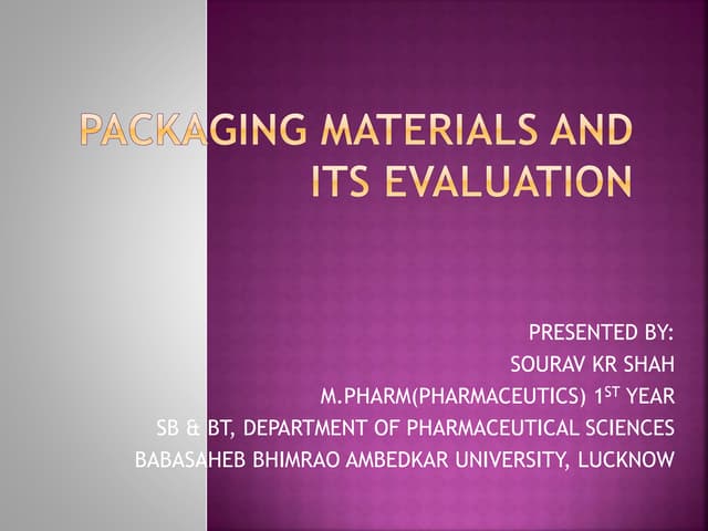 Pharmaceutical packaging | PPT