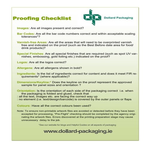 Packaging Proof-Reading Checklist | PDF