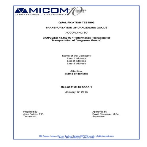 Packaging test report (sample) | PDF