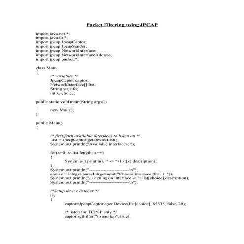 Packet Filtering Using Jpcap Pdf 