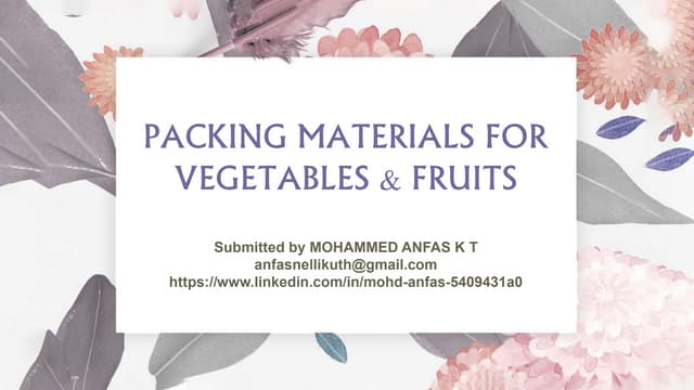 PACKAGING OF FRUITS & VEGETABLES | PPTX