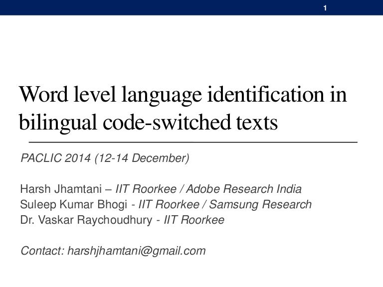 Word Level Language Identification In Code Switched Texts