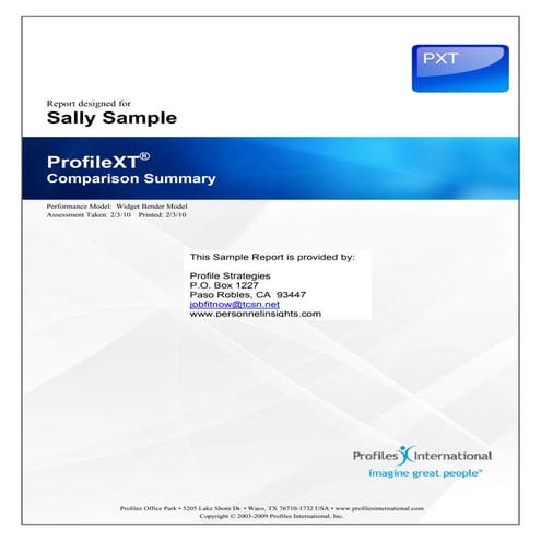 Profile Xt Comparison Summary | PDF