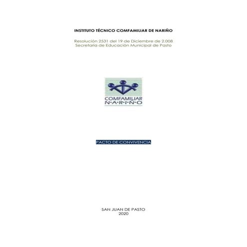 PACTO DE CONVIVENCIA 2021 INSTITUTO TÉCNICO COMFAMILIAR DE NARIÑO | PDF