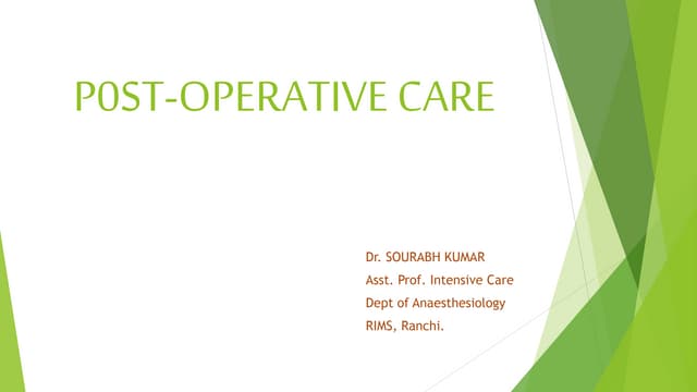 Post operative care | PPT | First Aid | Injuries