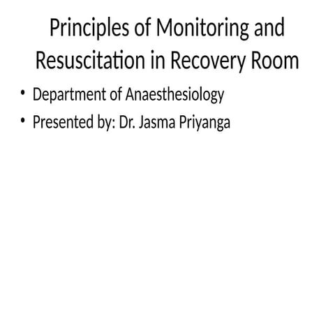 Comprehensive Principles of Monitoring and Resuscitation in the Post ...