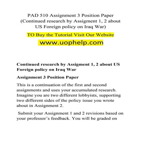 Pad 510 assignment 3 position paper | PDF