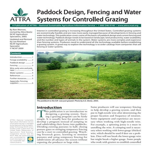 Paddock Design, Fencing, and Water Systems for Controlled Grazing | PDF