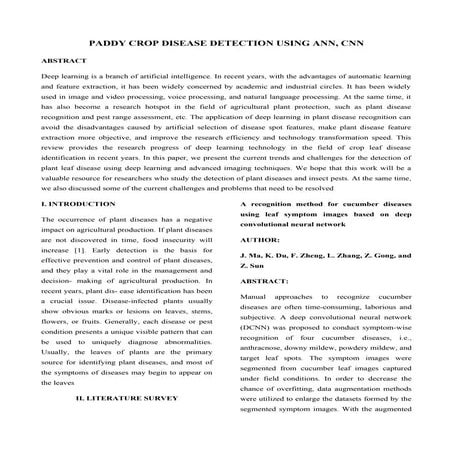 Paddy Crop Disease Detection Using Ann Cnn And Resnet101 Docx