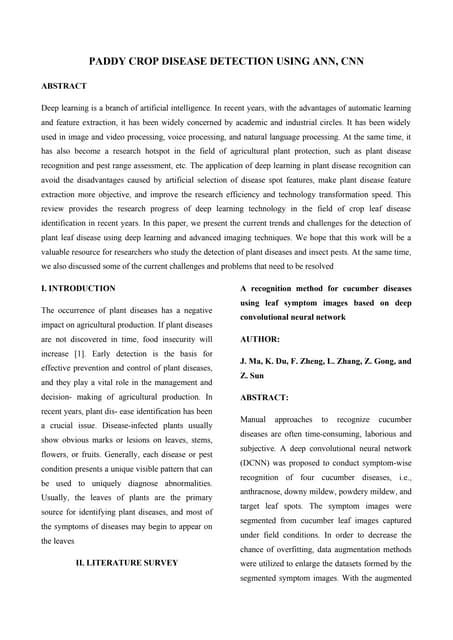 Paddy Crop Disease Detection Using Ann Cnn And Resnet101 Docx