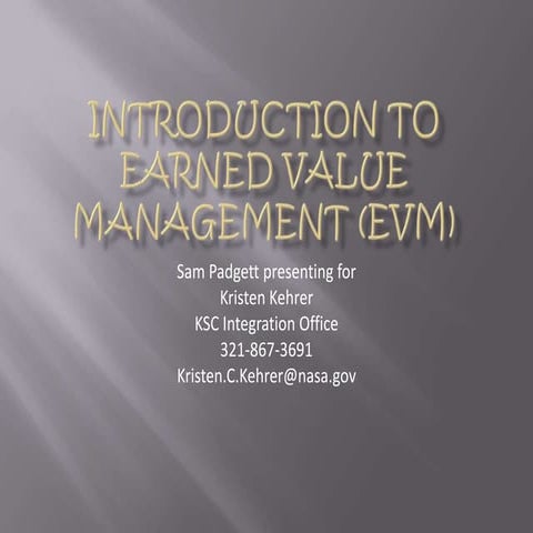 project control using earned value analysis - Part 01 | PPTX