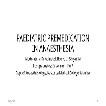 Paediatric Premedication in Anaesthesia: Practical Approach to ...