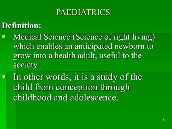 Introduction to pediatrics | PPT