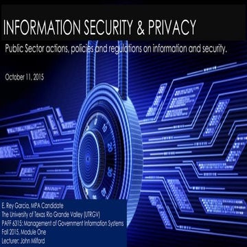 Information Security and Privacy - Public Sector actions, policies and ...