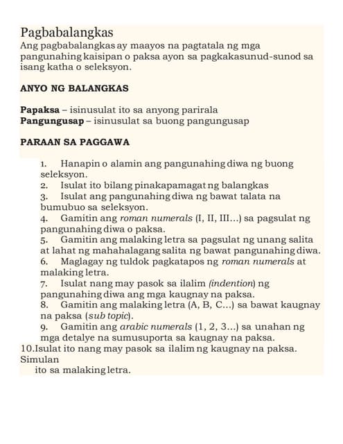 Pagbabalangkas | PPTX