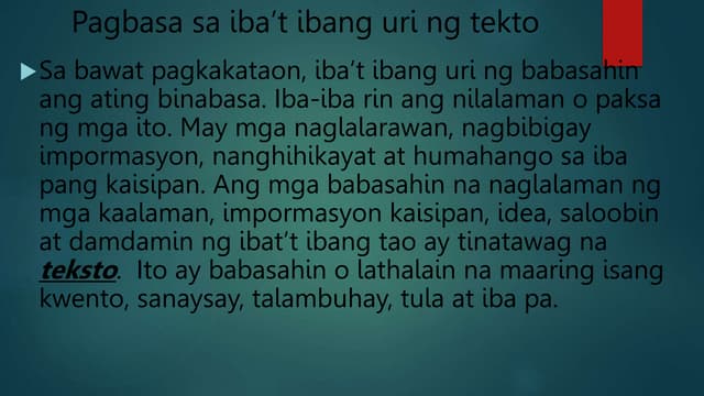 Kasanayan sa pagbasa | PPT