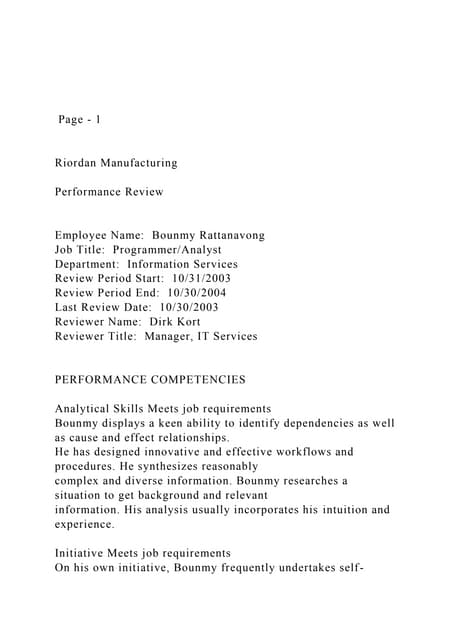 Performance review sample | DOCX