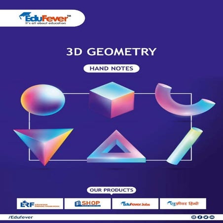 3D Geometry - Mathematics Handwritten Notes | PDF