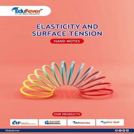 Elasticity and Surface Tension - Physics Handwritten Notes | PDF