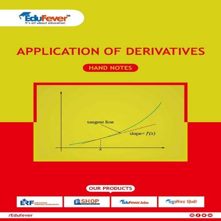 Application of Derivatives - Mathematics Handwritten Notes | PDF