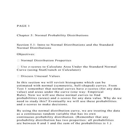 PAGE 1 Chapter 5 Normal Probability Distributions .docx