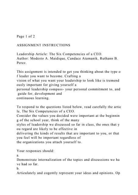 Page 1 Of 2 Assignment Instructions Leadership Article.docx
