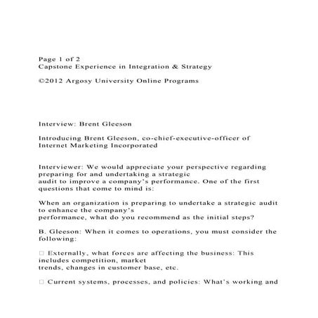 Page 1 of 2 Capstone Experience in Integration & Strategy .docx