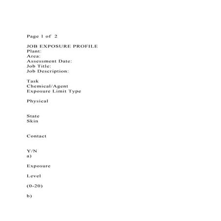 Page 1 of 2JOB EXPOSURE PROFILEPlant Area Assessmen.docx