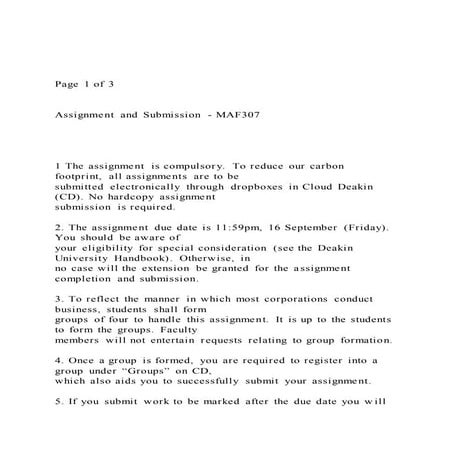 Page 1 of 3 assignment and submission maf307 | DOCX