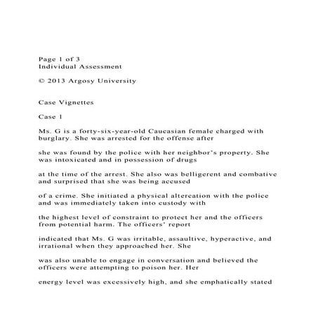 Case Vignette for Comprehensive ExamBased on the vignette provided.docx
