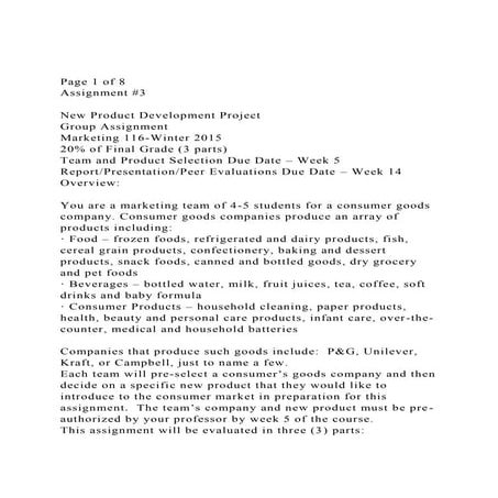 Page 1 of 8Assignment #3New Product Development Project .docx