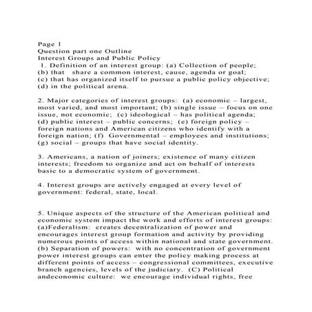 Page 1Question part one OutlineInterest Groups and Public Poli.docx