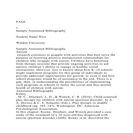 PAGE 1Sample Annotated Bibliography Student Name Here.docx | Children ...