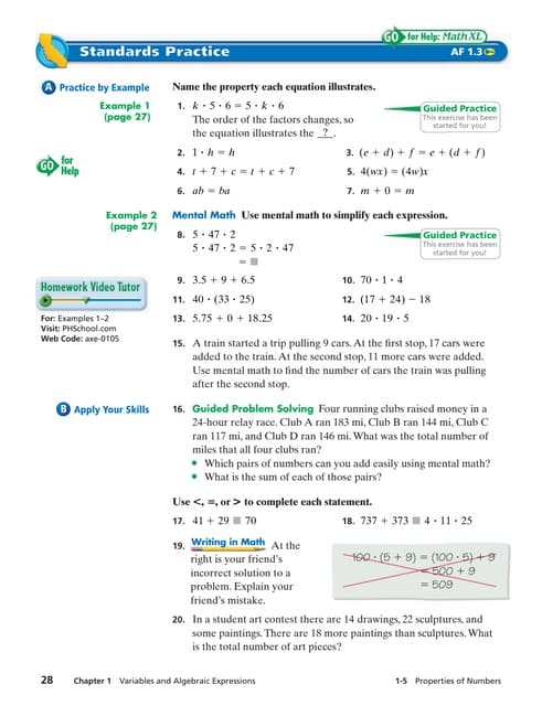 Algebra Readiness Page 10 HW | PDF