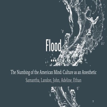 Flood...The Numbing of the American Mind: Culture as an Anesthetic ...