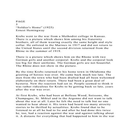PAGE 5Soldiers Home” (1925)Ernest HemingwayKrebs we.docx