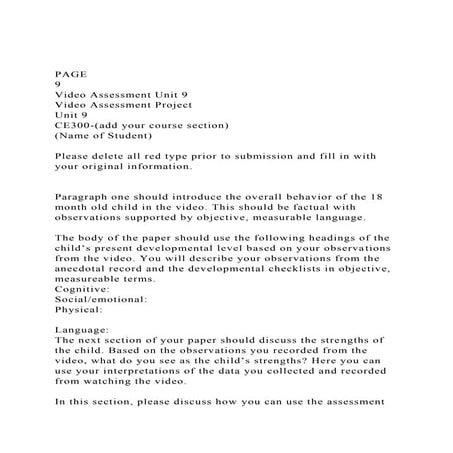 PAGE 9Video Assessment Unit 9Video Assessment ProjectUn.docx