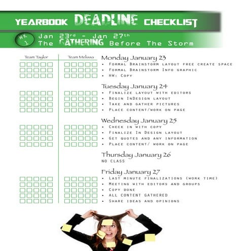 Yearbook Page Deadline Checklist | PDF