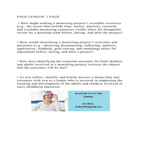 PAGE LENGTH 1 PAGE • How might making a mentoring project’s ava.docx