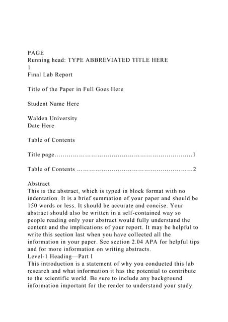 Page Running Head Type Abbreviated Title Here 1final Labdocx