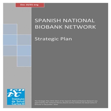 Spanish National Biobank Network Strategic Plan | PDF