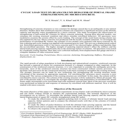 Cyclic Load Test on Beam-Column Behavior of Portal Frame Strengthening ...