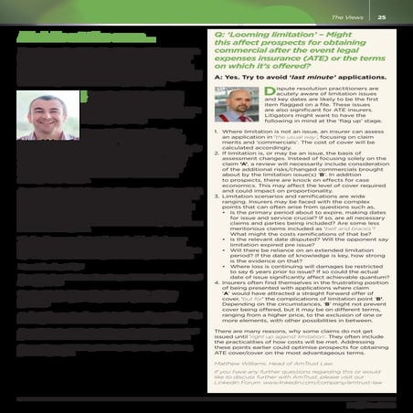 Might looming limitation affect prospects for obtaining an ATE cover ...