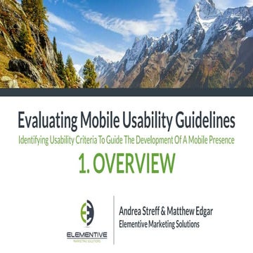 Evaluating Mobile Usability Guidelines Overview Ppt