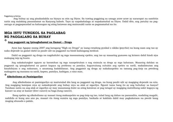 ESP 10 PAGGALANG SA BUHAY AT MGA ISYUNG MORAL | PPTX