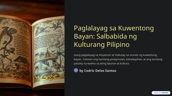 Kwentong bayan, uri at elemento ng kwentong bayan | PPTX