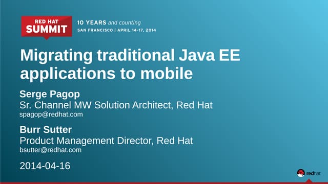 Migrating Traditional Java Ee Applications To Mobile Ppt